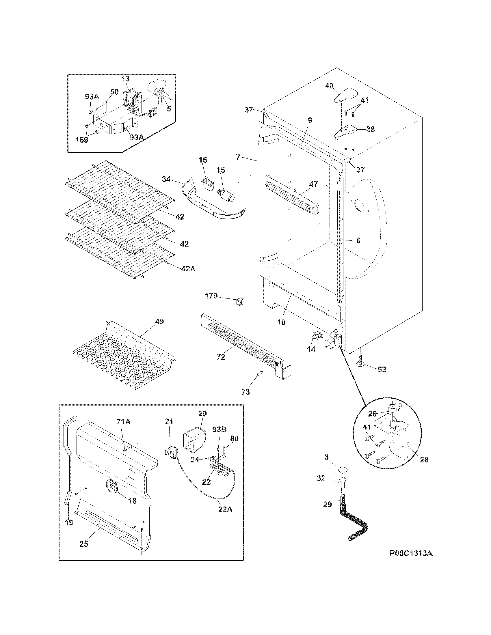 Official Frigidaire FFFH17F2QWA upright freezer parts | Sears PartsDirect