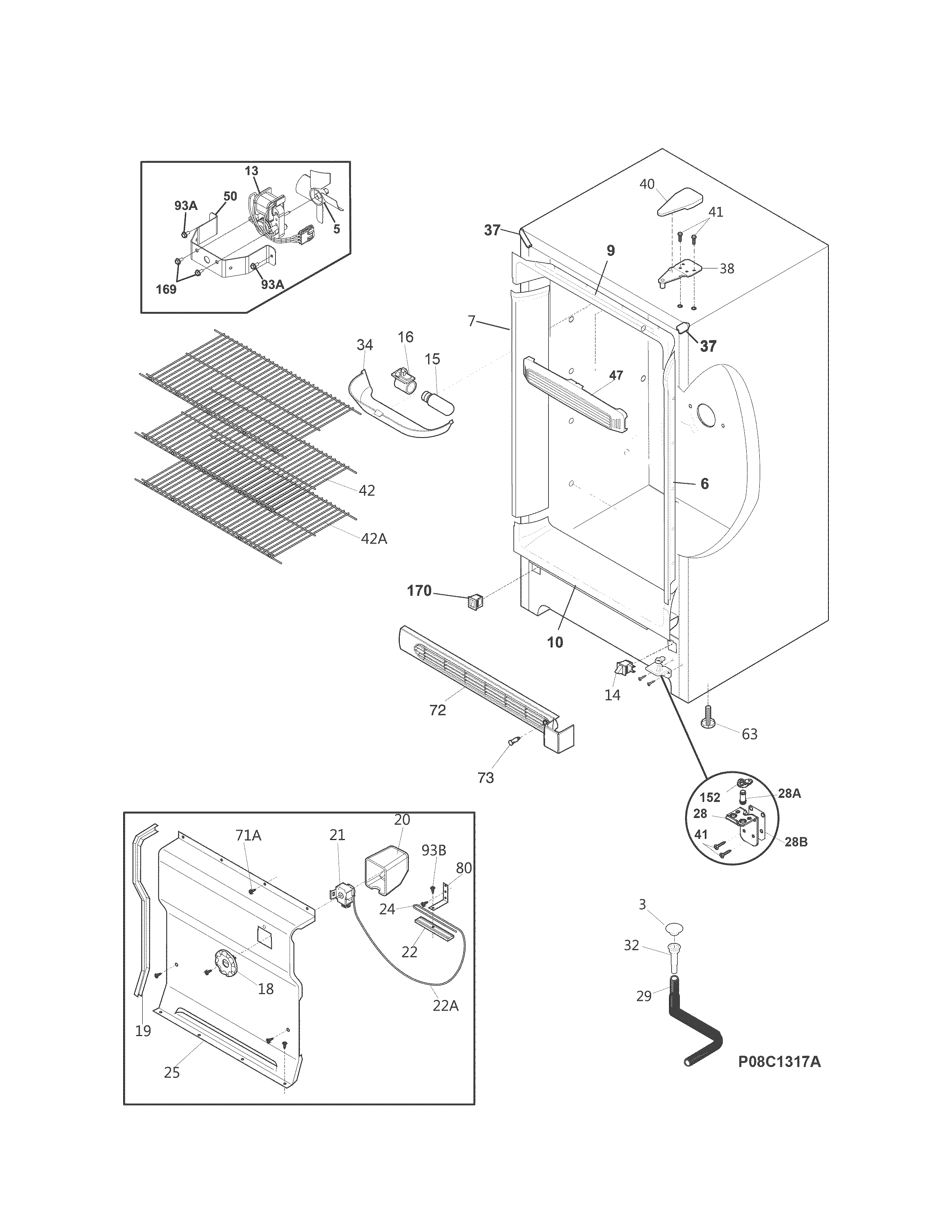 Official Kenmore 25322442412 upright freezer parts | Sears PartsDirect