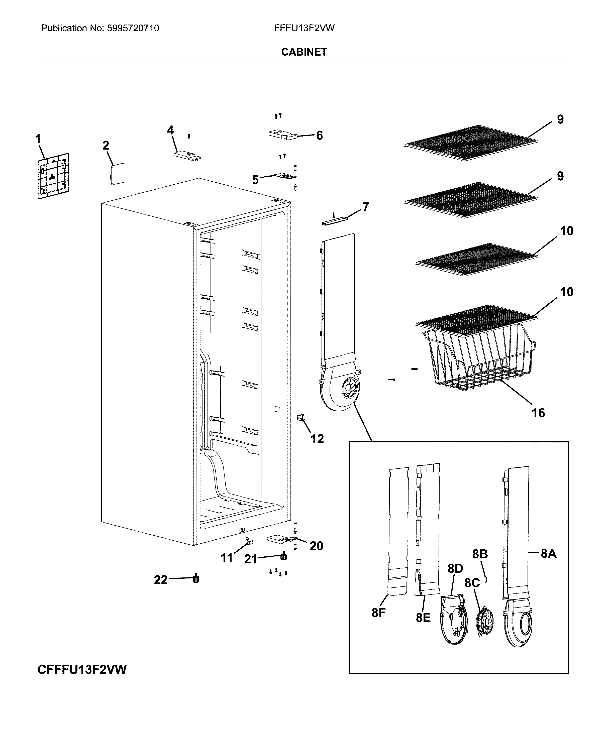 Official Frigidaire FFFU13F2VW upright freezer parts | Sears PartsDirect