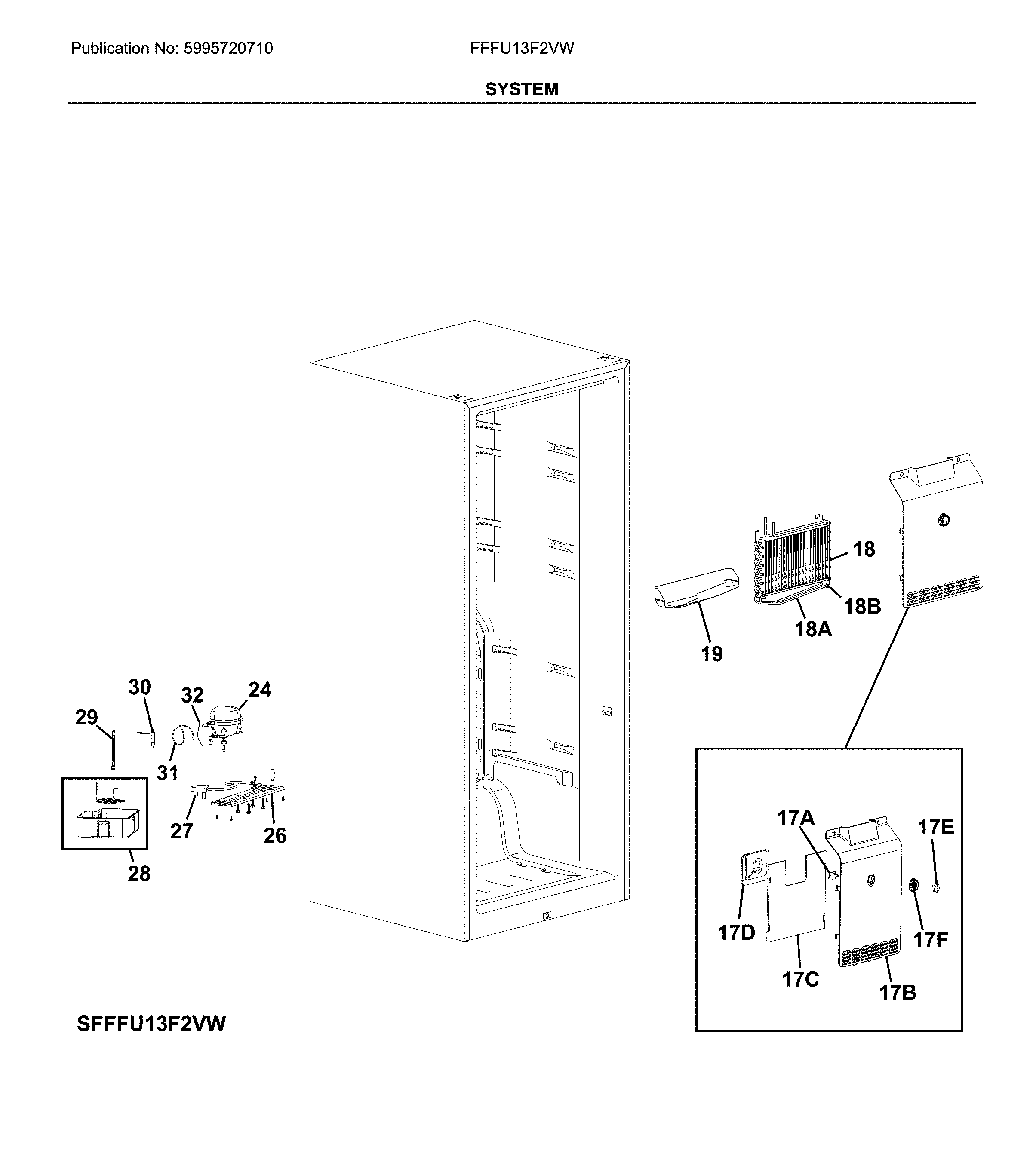 Official Frigidaire FFFU13F2VW upright freezer parts | Sears PartsDirect