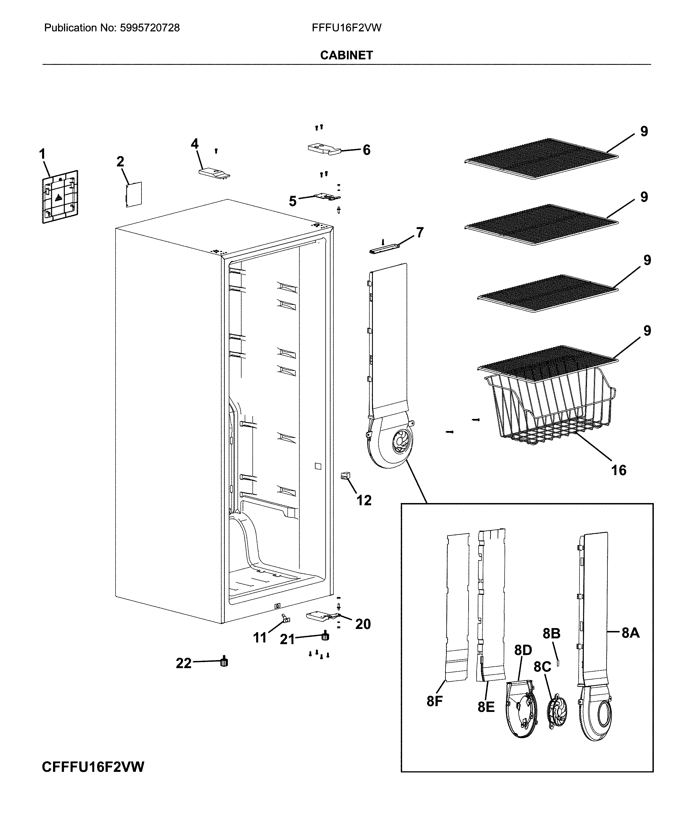 Official Frigidaire FFFU16F2VW upright freezer parts | Sears PartsDirect