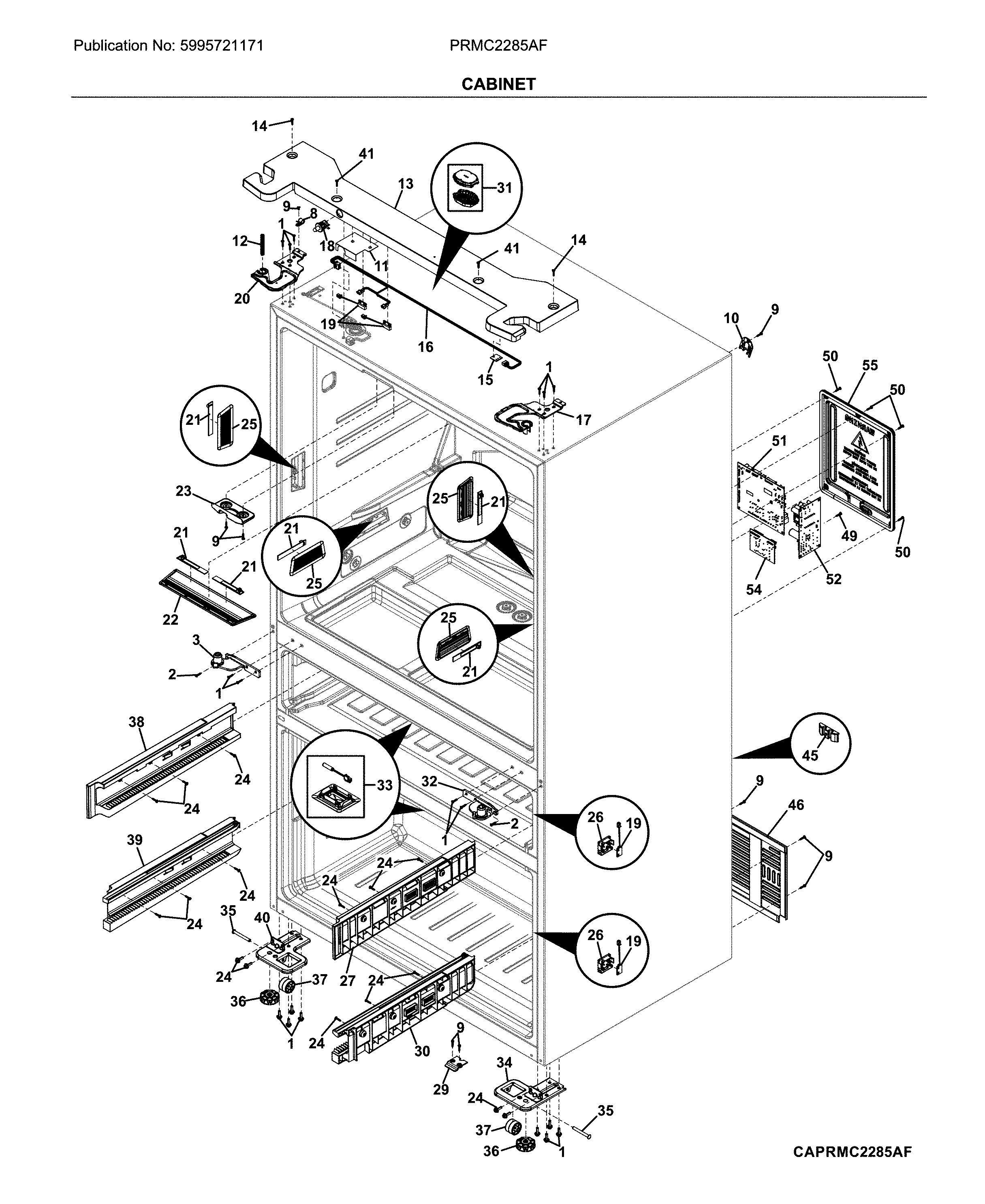 Official Frigidaire PRMC2285AF bottom-mount refrigerator parts | Sears ...