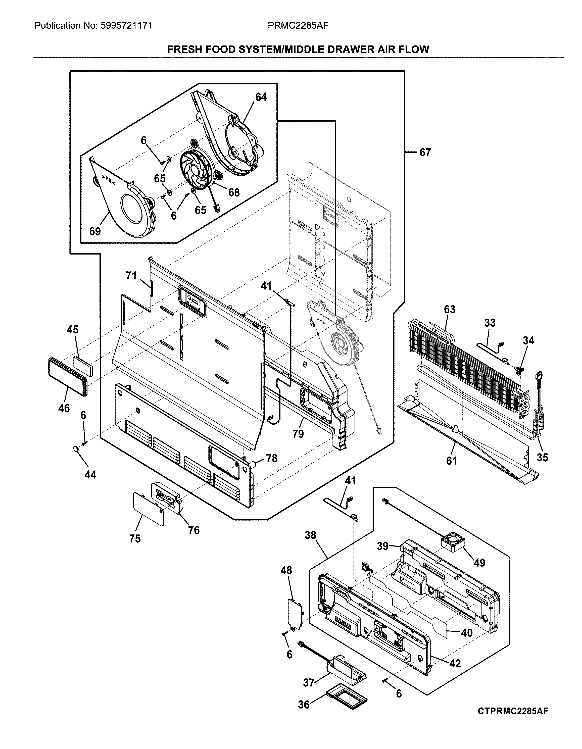 Official Frigidaire PRMC2285AF bottom-mount refrigerator parts | Sears ...