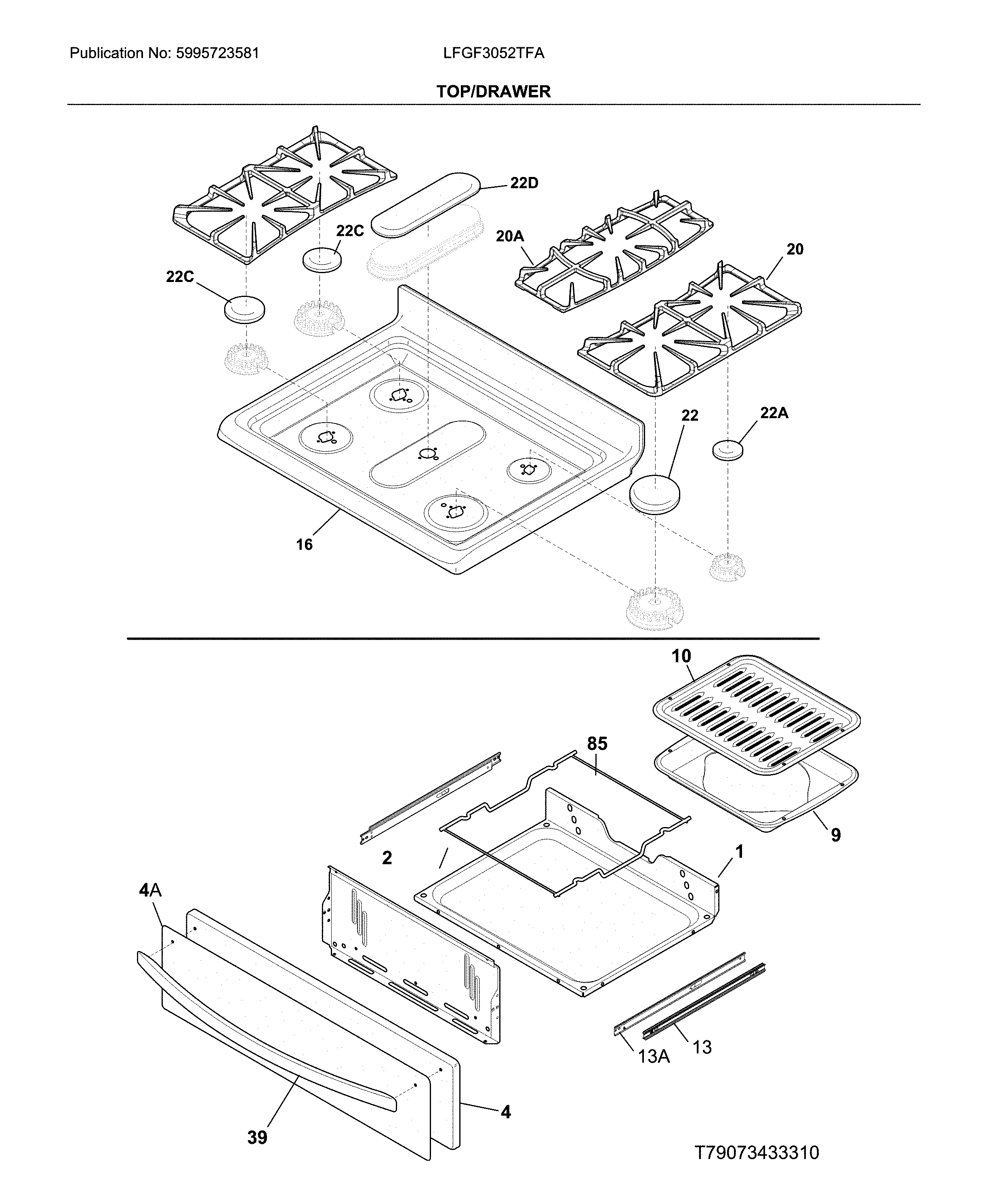 Official Frigidaire LFGF3052TFA gas range parts | Sears PartsDirect