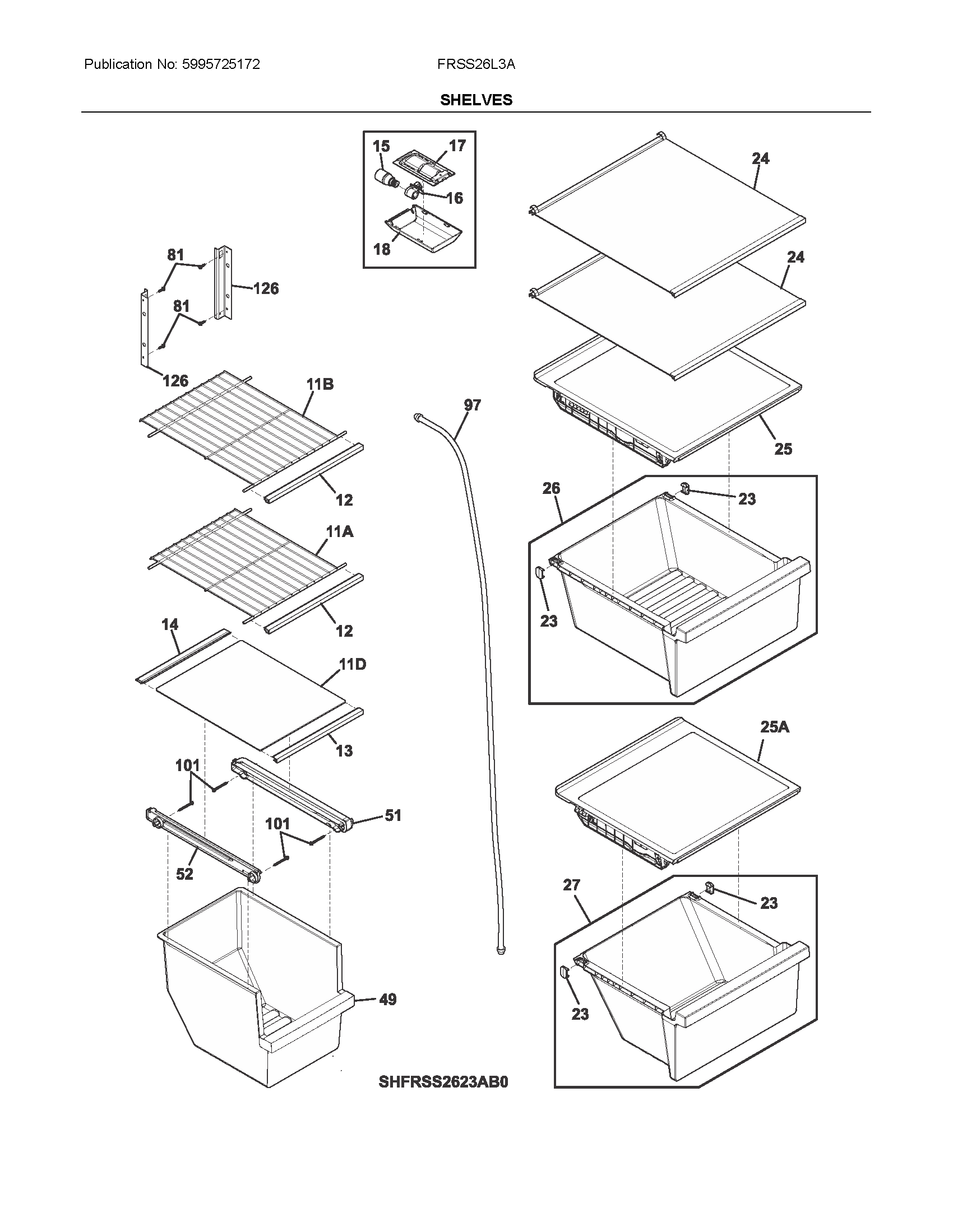 Official Frigidaire FRSS26L3AF0 side-by-side refrigerator parts | Sears ...