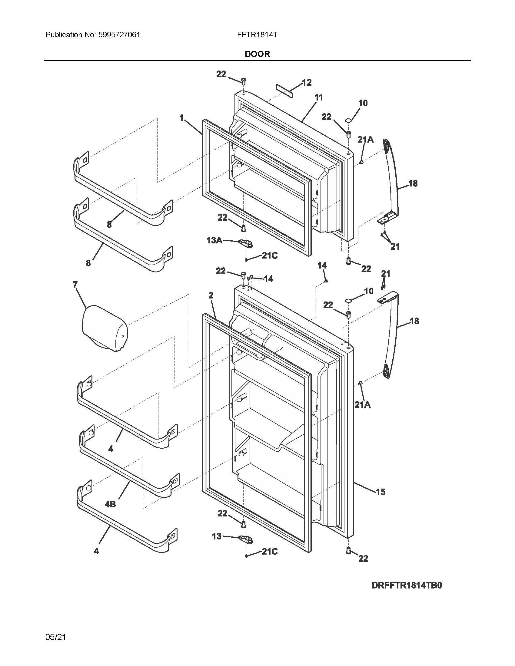 Page - 14 Official Frigidaire FFTR1814TBJ top-mount refrigerator parts ...
