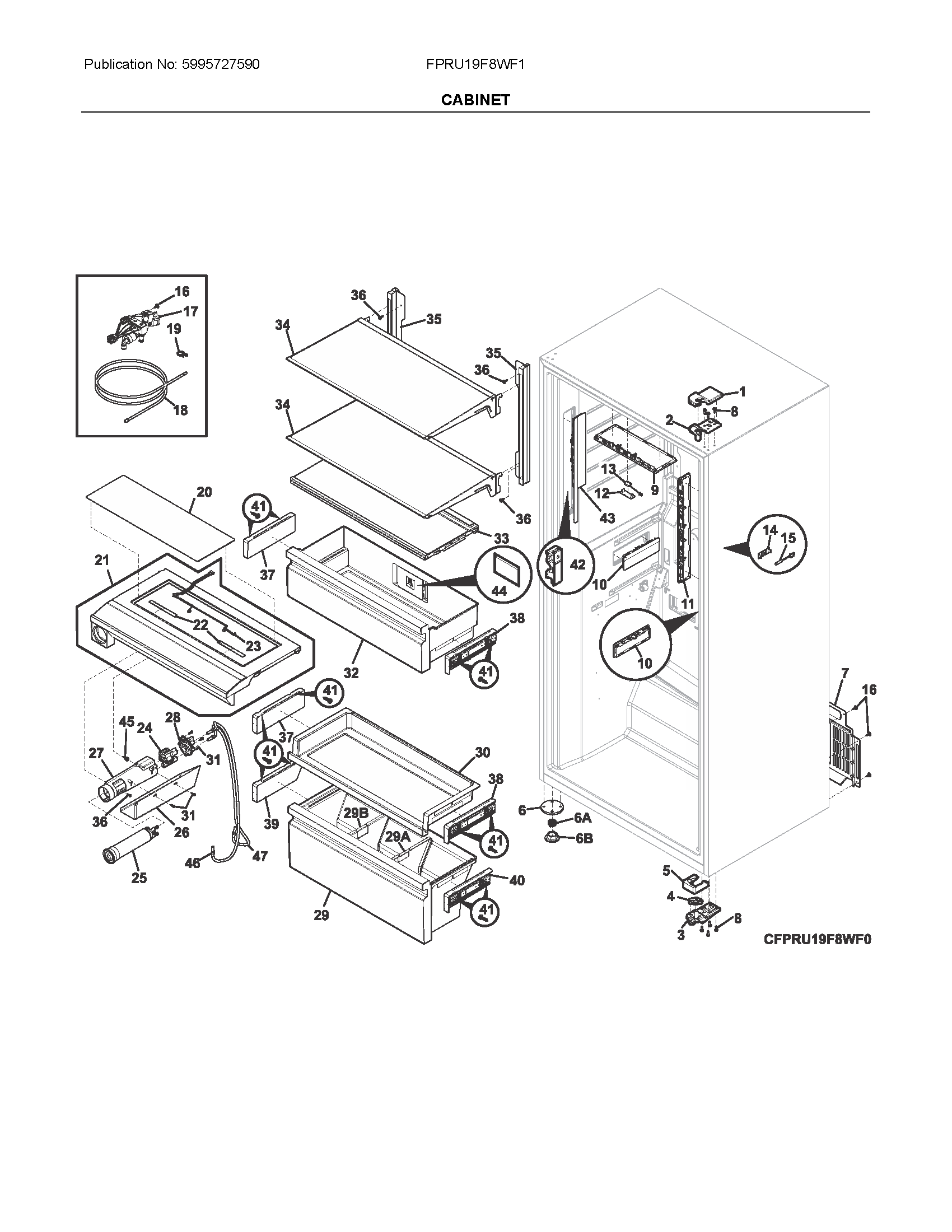 Official Frigidaire FPRU19F8WF1 refrigerator parts | Sears PartsDirect