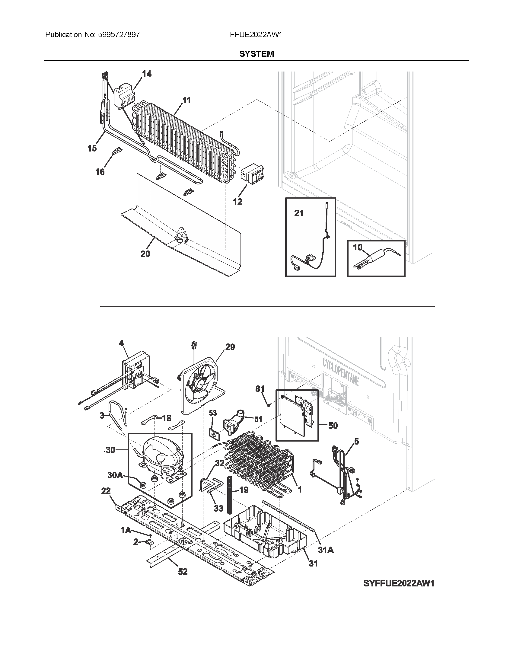 Official Frigidaire FFUE2022AW1 upright freezer parts | Sears PartsDirect