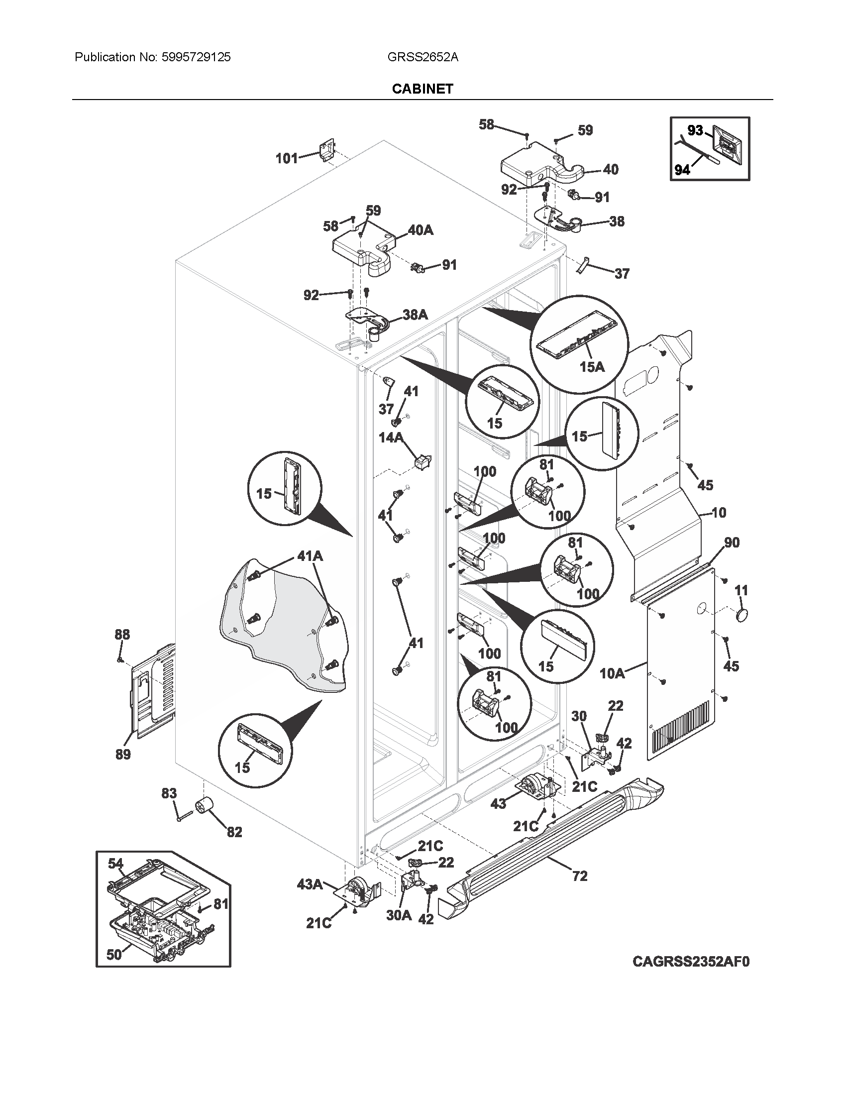 Official Frigidaire GRSS2652AF0 side-by-side refrigerator parts | Sears ...