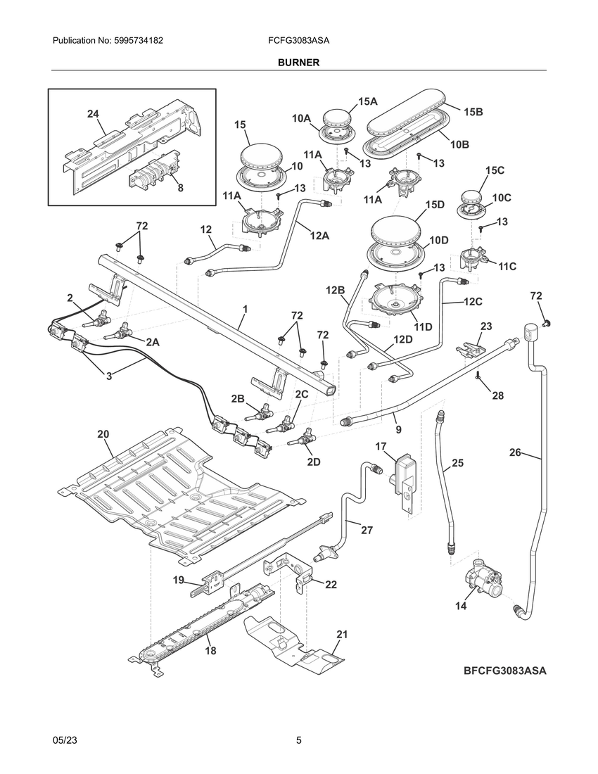 Official Frigidaire FCFG3083ASA gas range parts | Sears PartsDirect