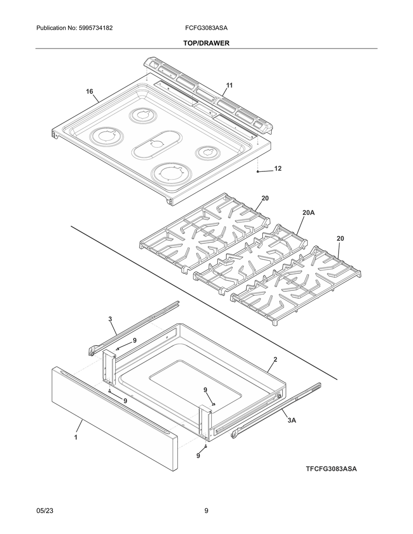Official Frigidaire FCFG3083ASA gas range parts | Sears PartsDirect