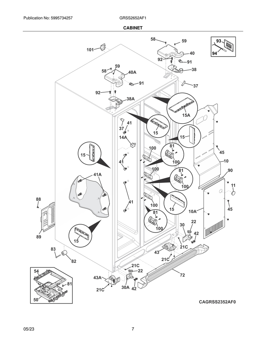 Official Frigidaire GRSS2652AF1 side-by-side refrigerator parts | Sears ...