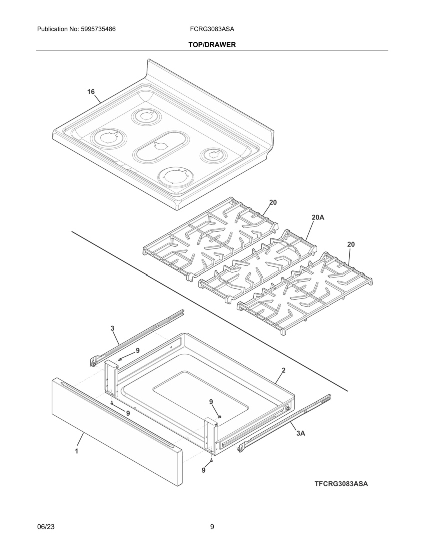 Frigidaire FCRG3083ASA gas range Parts | Diagrams | Sears PartsDirect