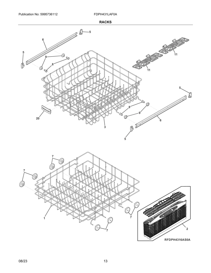 Official Frigidaire FDPH431LAF0A dishwasher parts | Sears PartsDirect