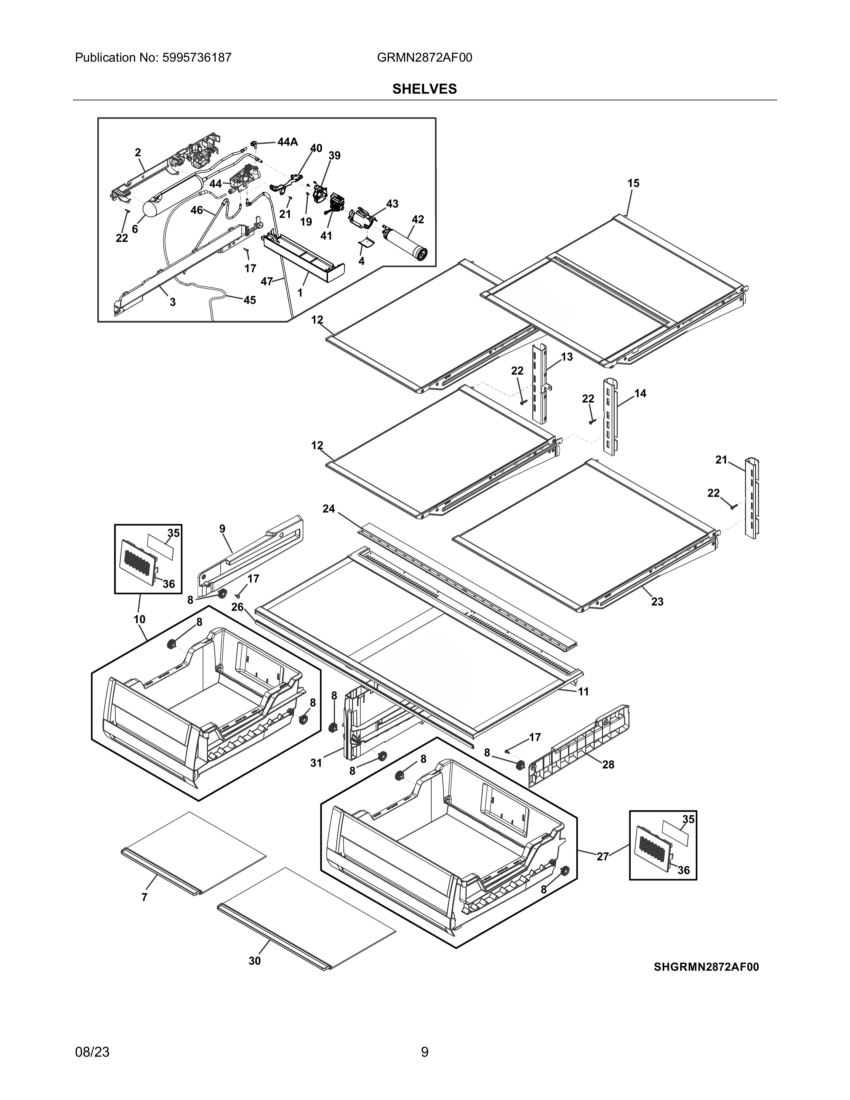 Official Frigidaire GRMN2872AF00 side-by-side refrigerator parts ...