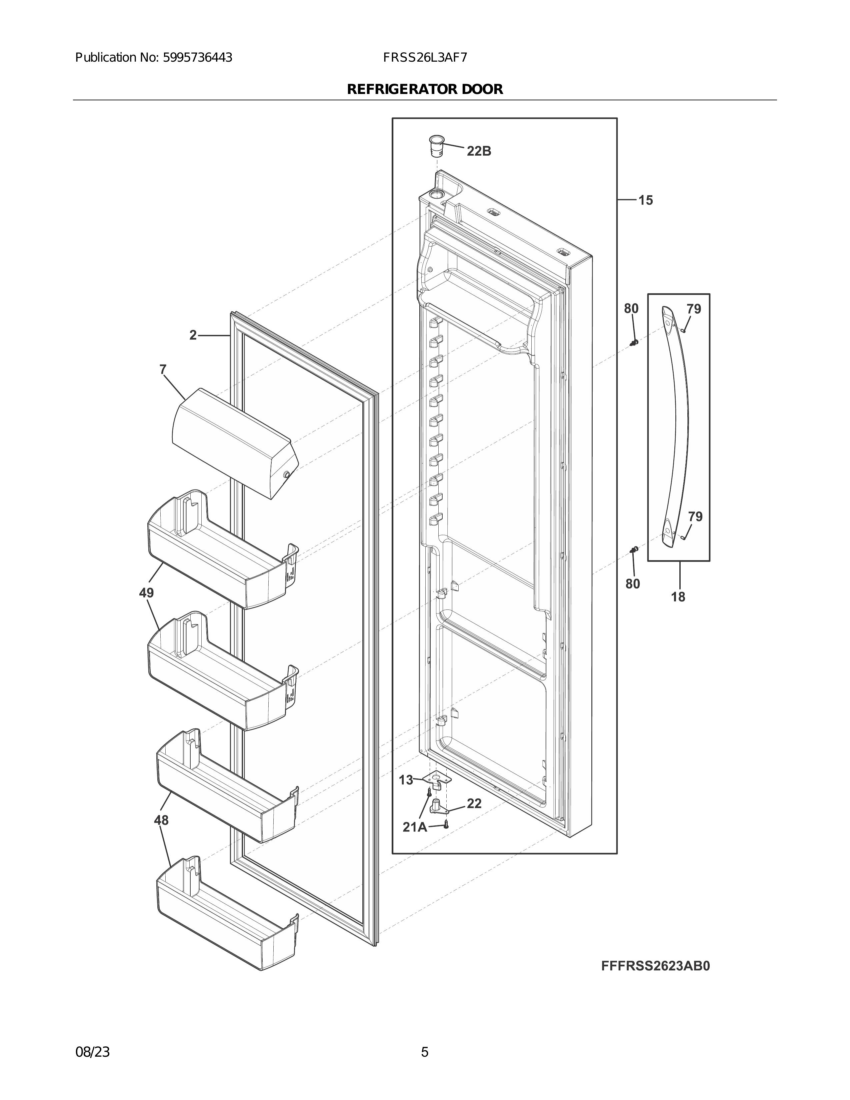 Official Frigidaire FRSS26L3AF7 side-by-side refrigerator parts | Sears ...