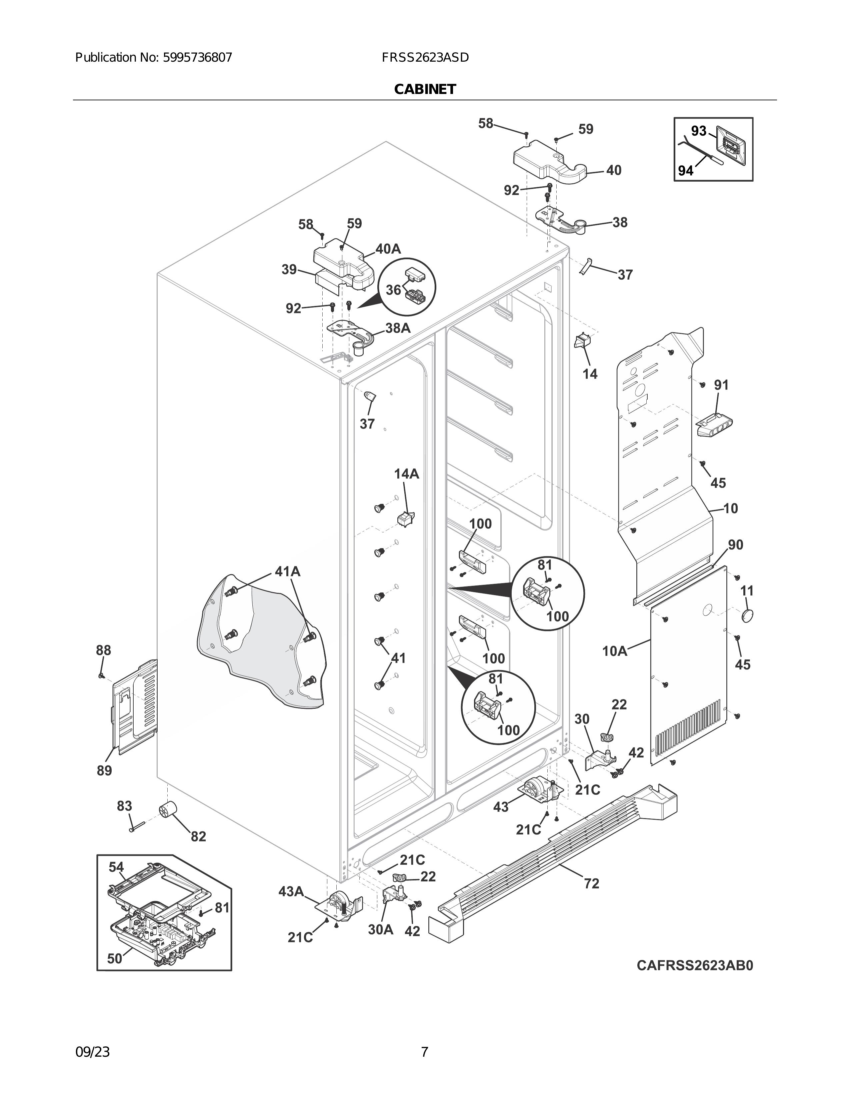 Official Frigidaire FRSS2623ASD side-by-side refrigerator parts | Sears ...