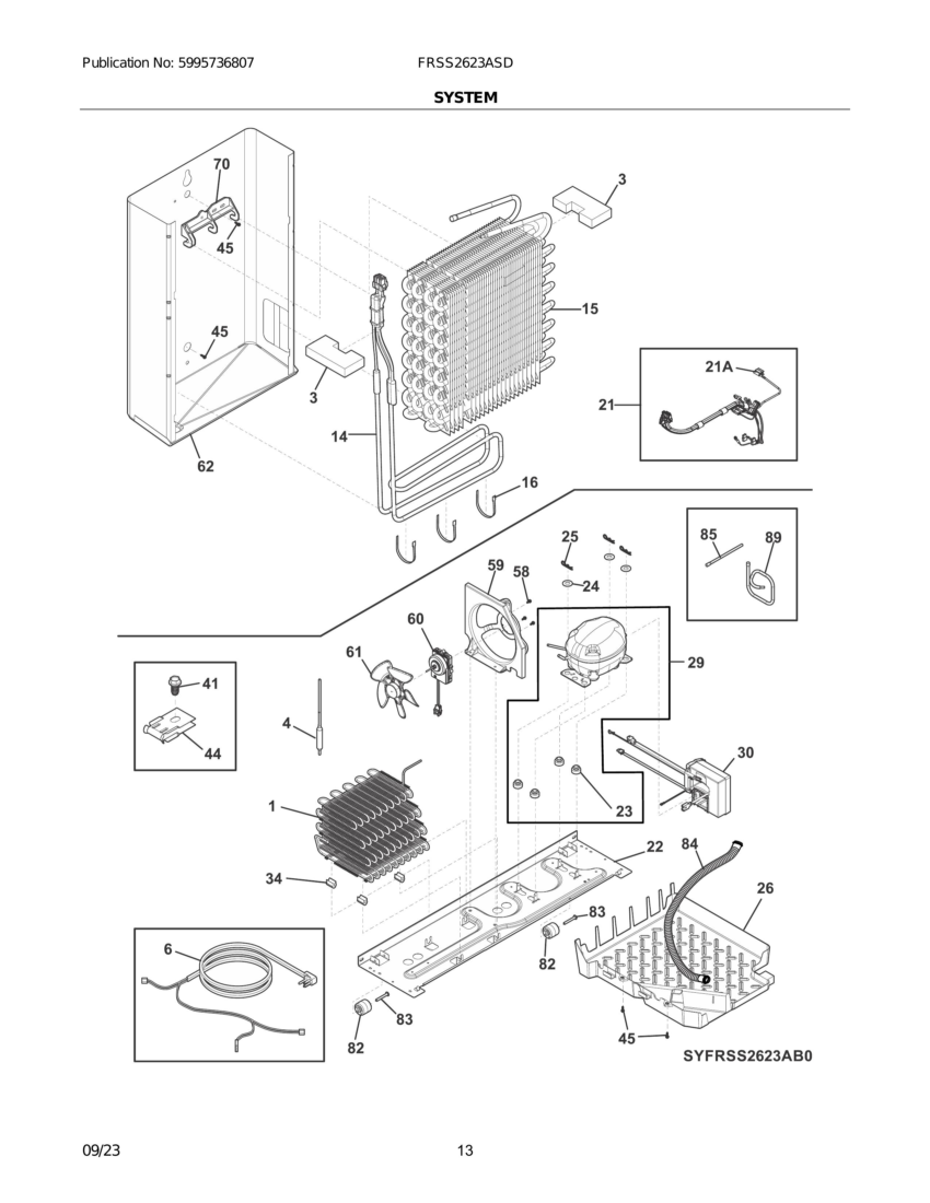 Official Frigidaire FRSS2623ASD side-by-side refrigerator parts | Sears ...
