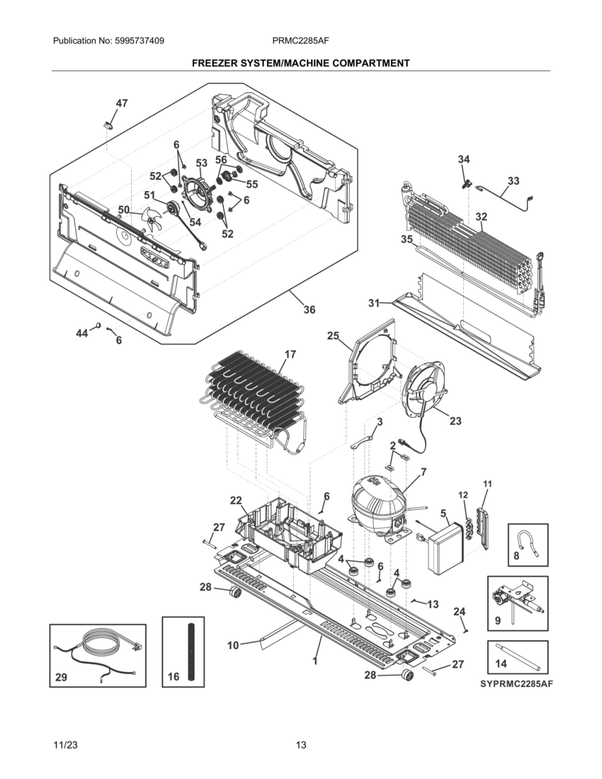 Official Frigidaire PRMC2285AF bottom-mount refrigerator parts | Sears ...