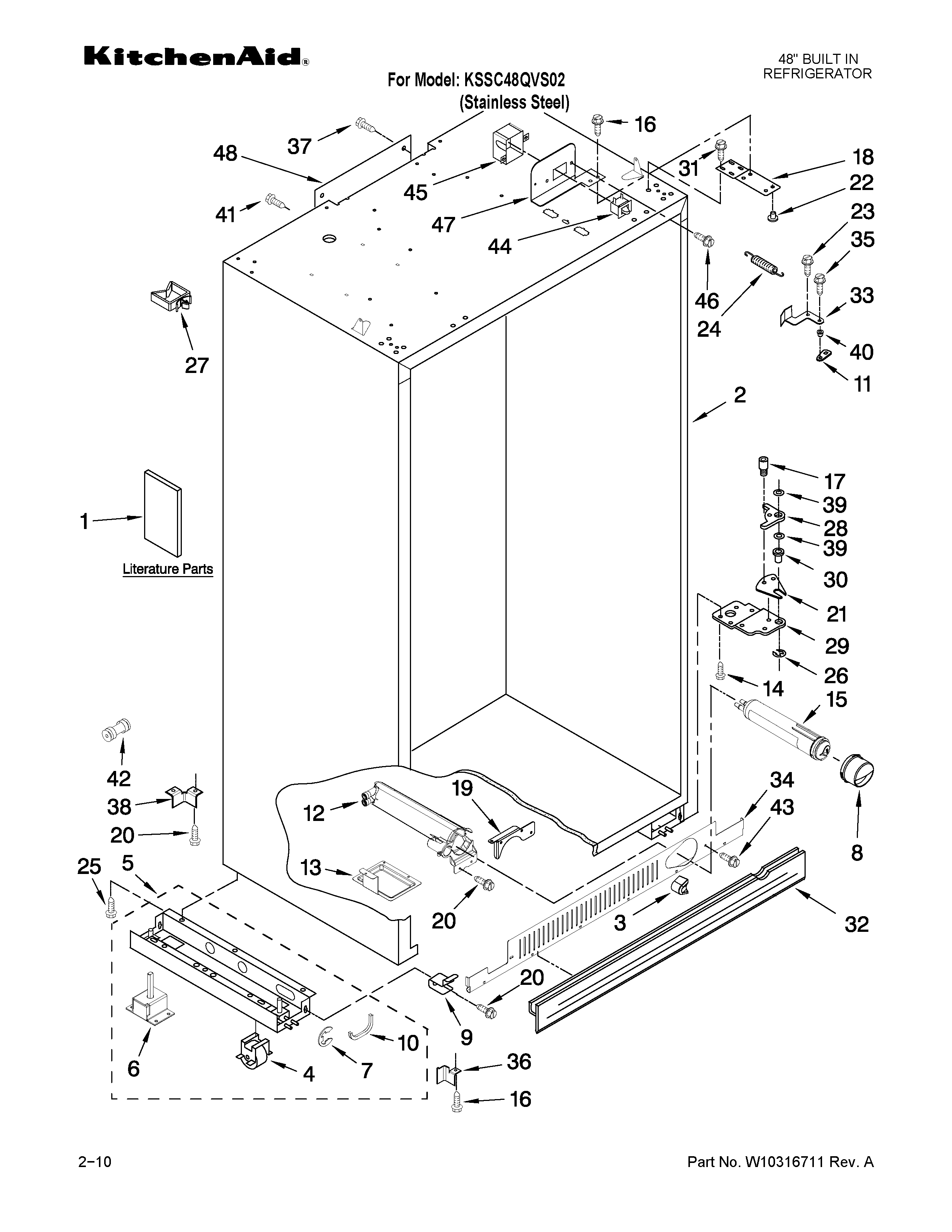 Official KitchenAid KSSC48QVS02 side-by-side refrigerator parts | Sears ...