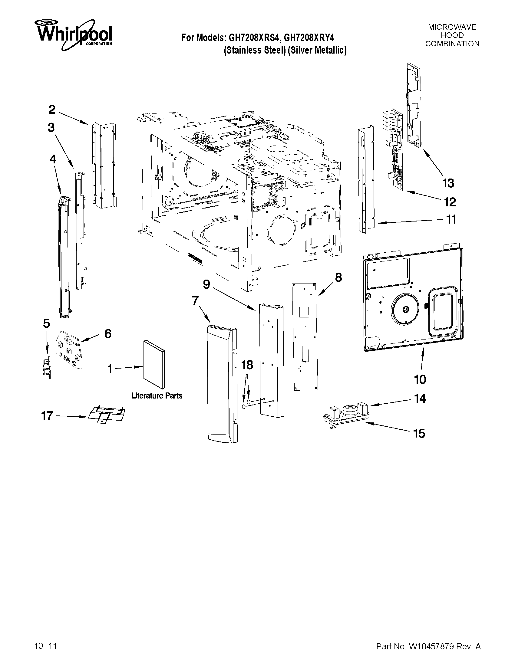 Page - 11 Official Whirlpool GH7208XRY4 microwave/hood combo parts ...