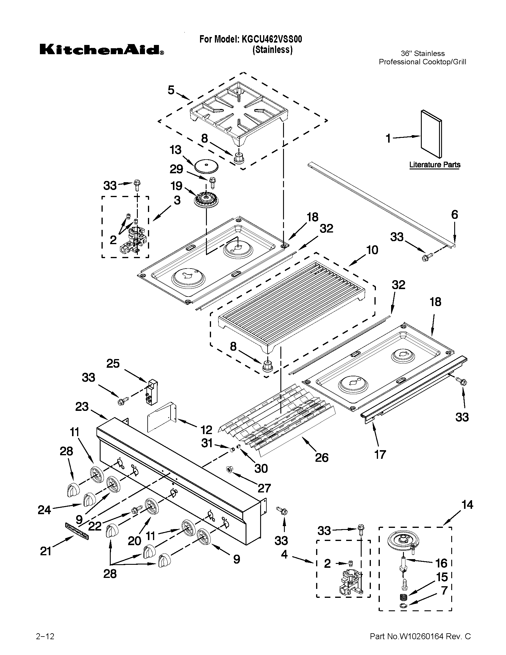 Official KitchenAid KGCU462VSS00 gas cooktop parts | Sears PartsDirect