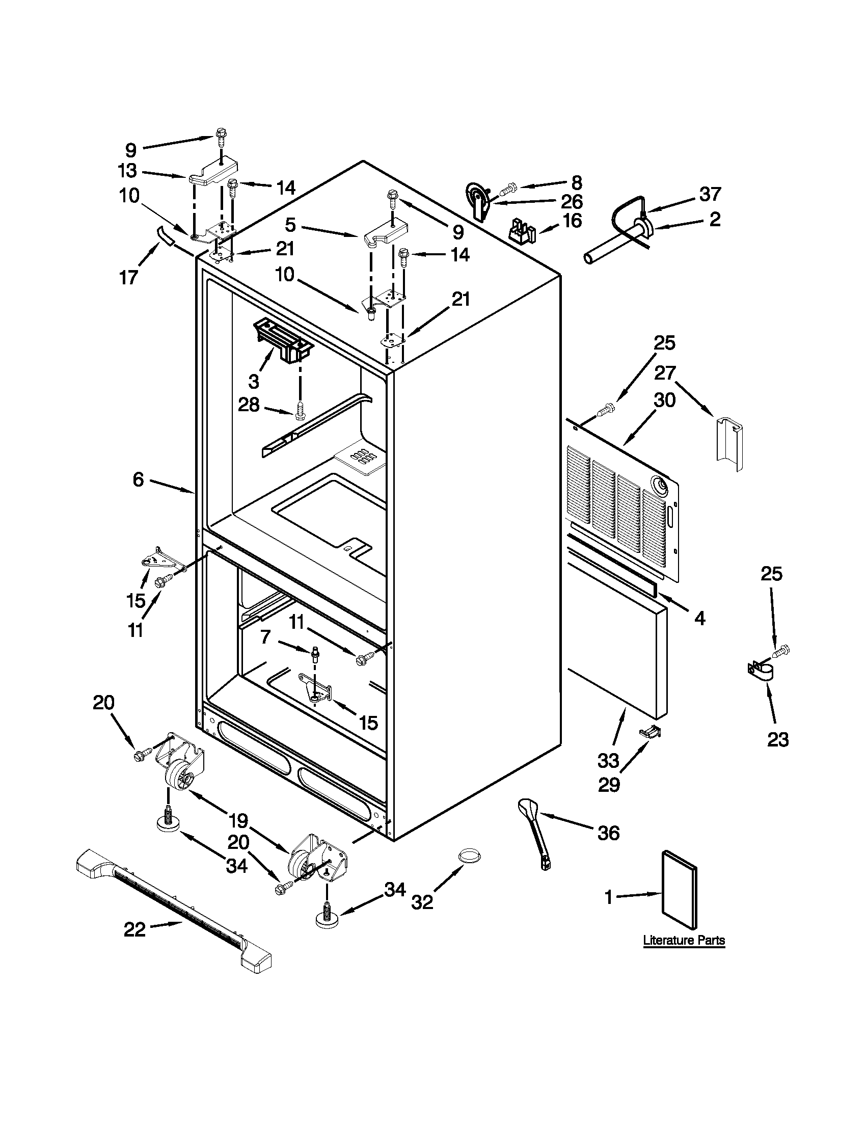Official KitchenAid KBFS22EWMS9 bottom-mount refrigerator parts | Sears ...
