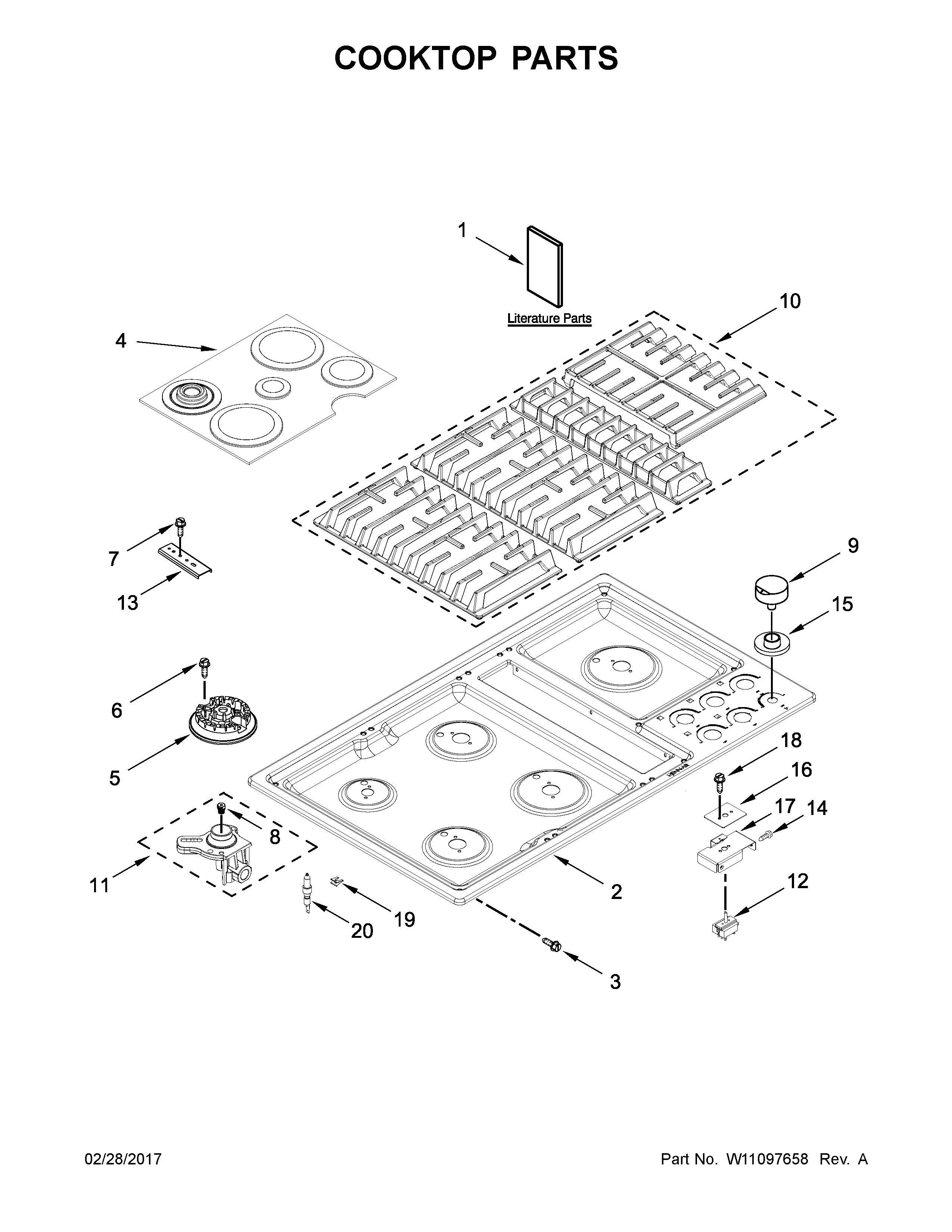 Official KitchenAid KCGD506GSS00 gas cooktop parts | Sears PartsDirect