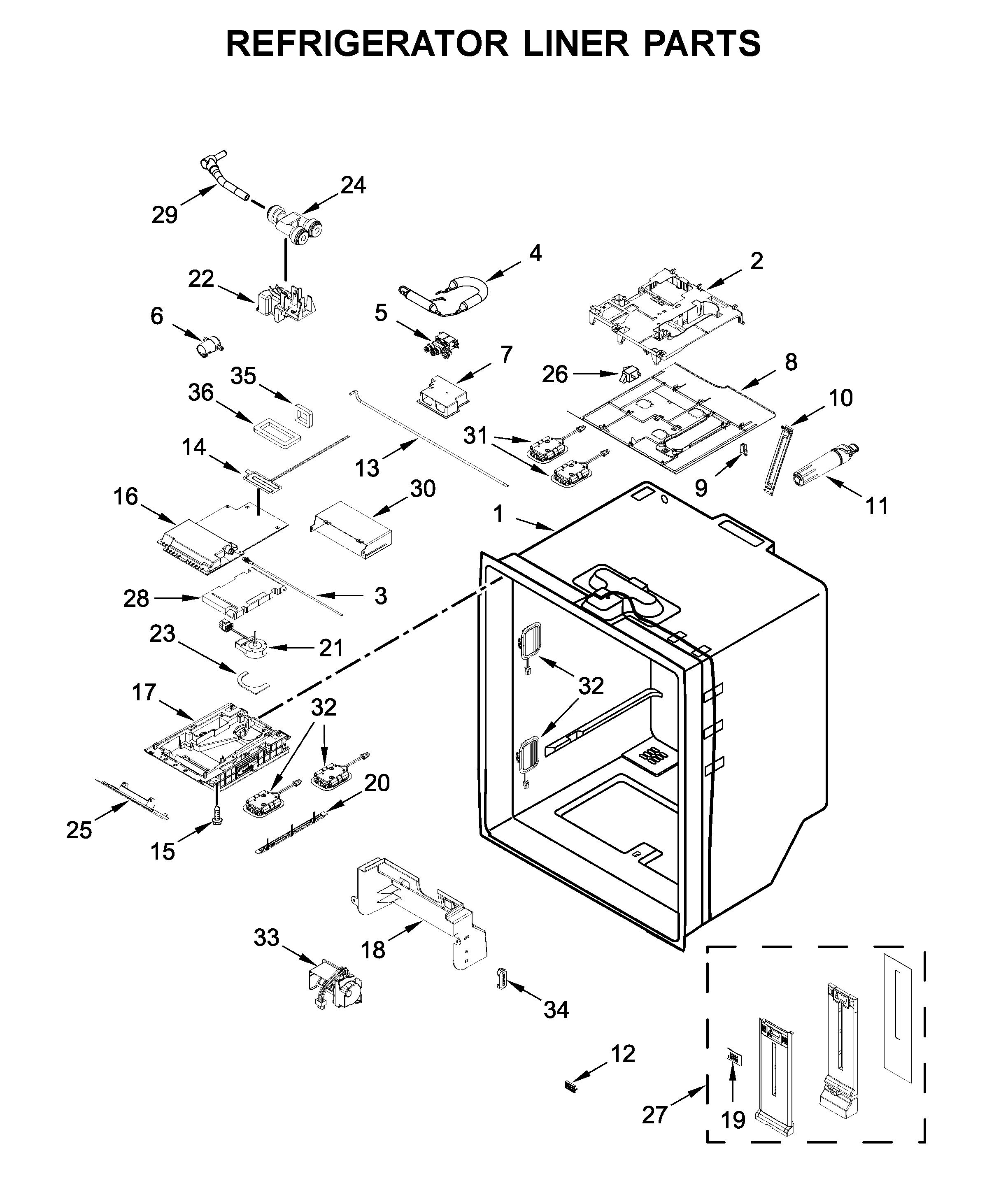 Official KitchenAid KRFF507HPS00 bottom-mount refrigerator parts ...