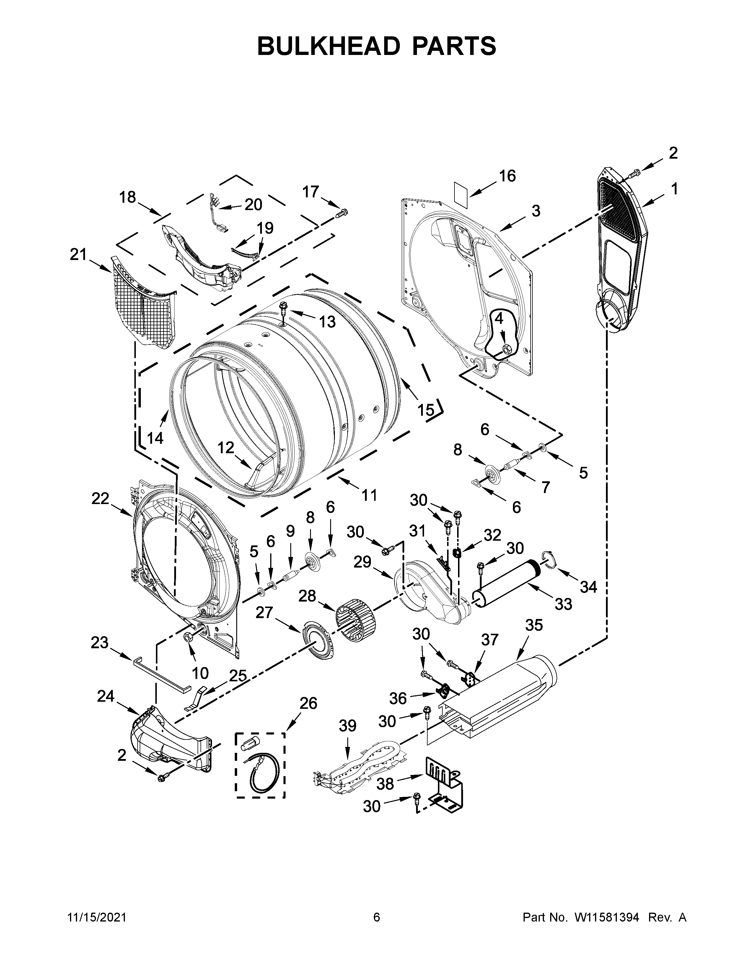 Official Whirlpool WED5605MW0 dryer parts | Sears PartsDirect