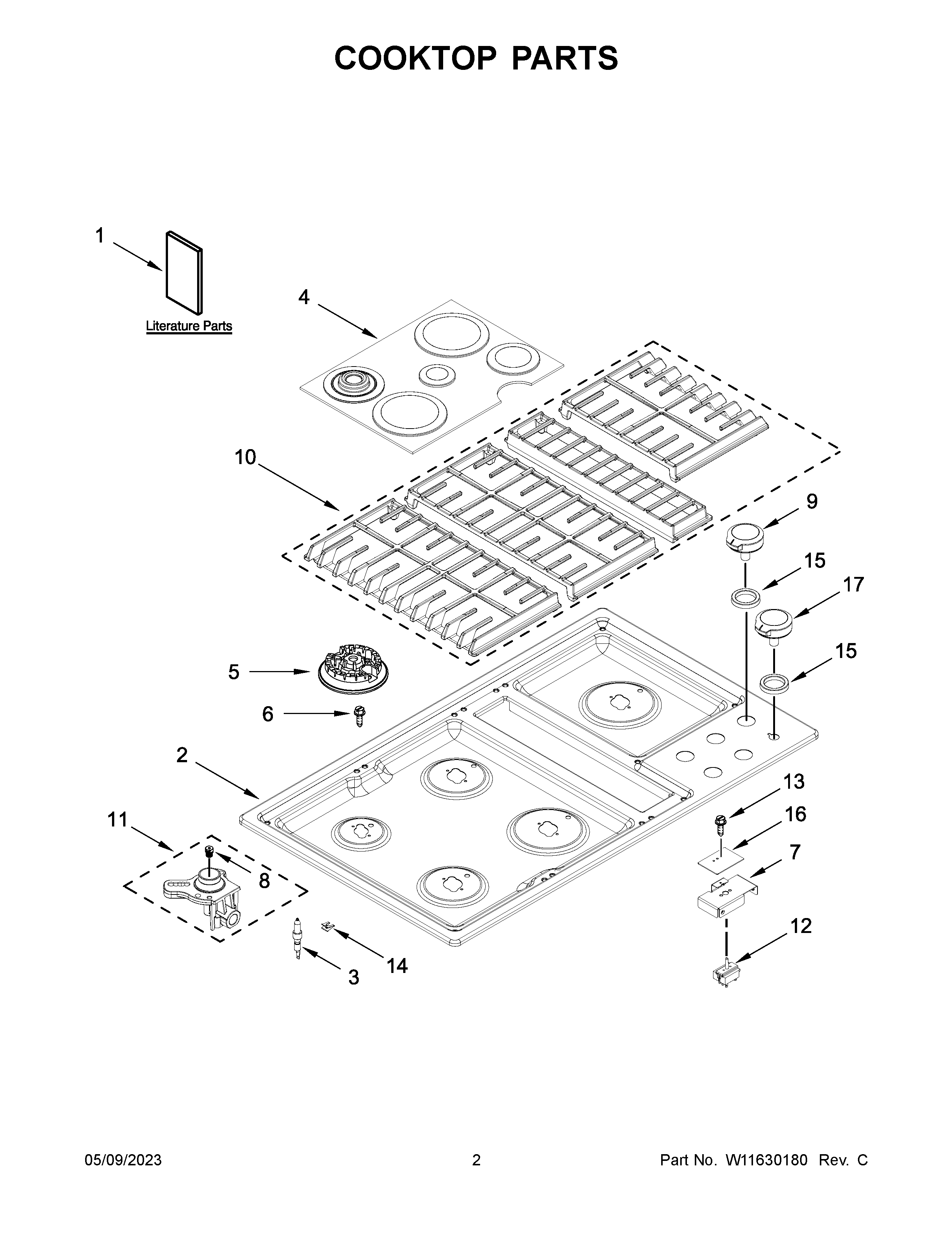 Official KitchenAid KCGD506GSS05 gas cooktop parts | Sears PartsDirect