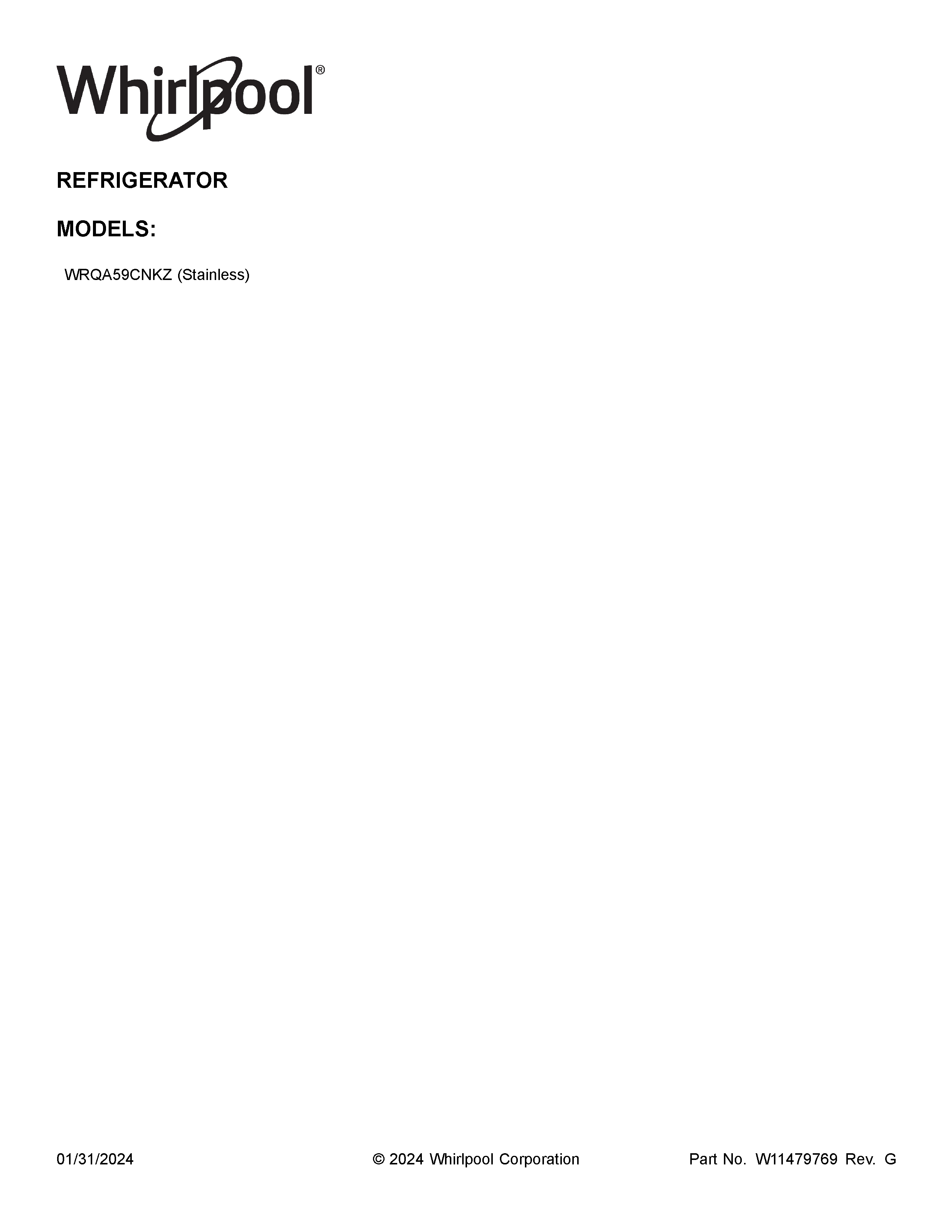 Official Whirlpool WRQA59CNKZ bottom-mount refrigerator parts | Sears ...