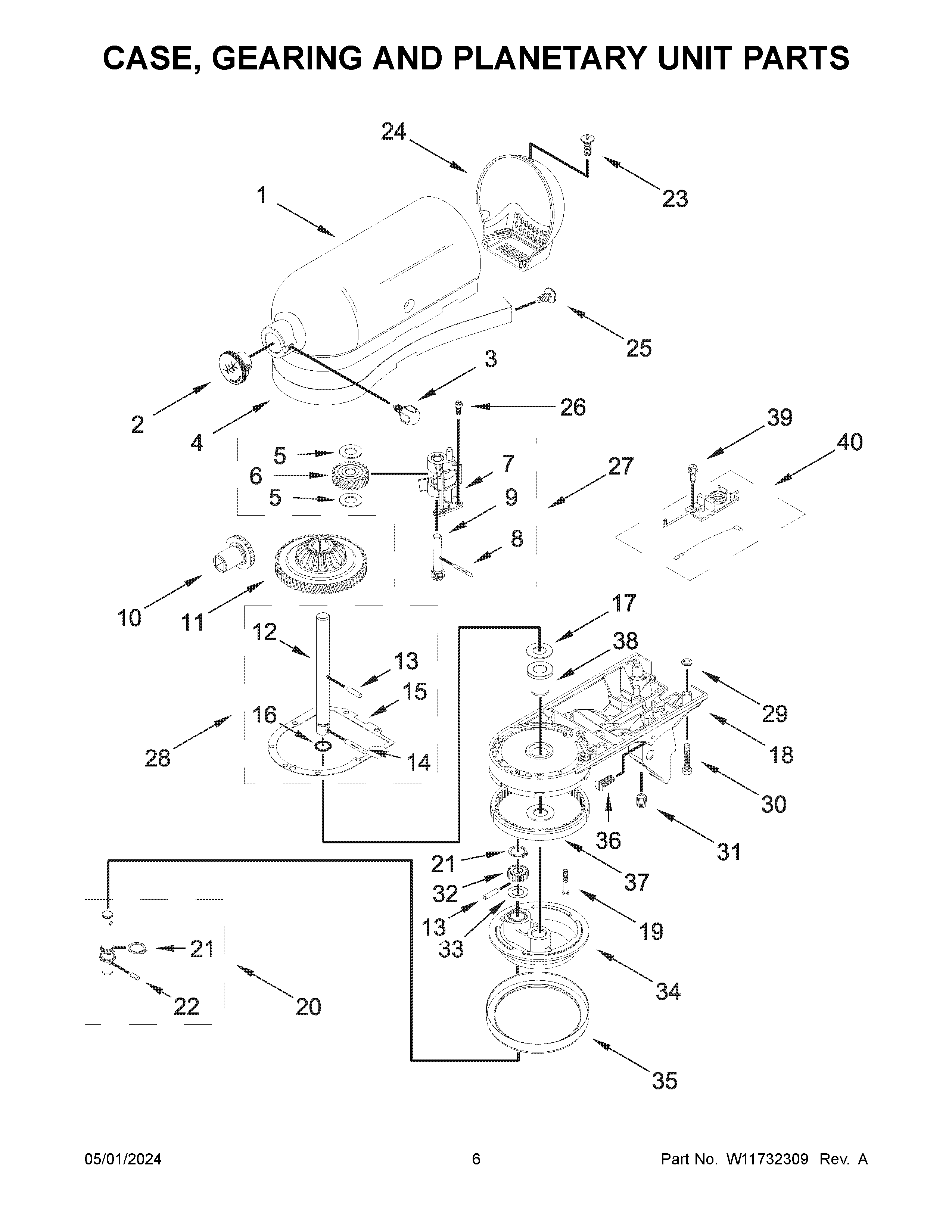 Page - 6 Official KitchenAid 5KSM180WSEEG5 stand mixer parts | Sears ...