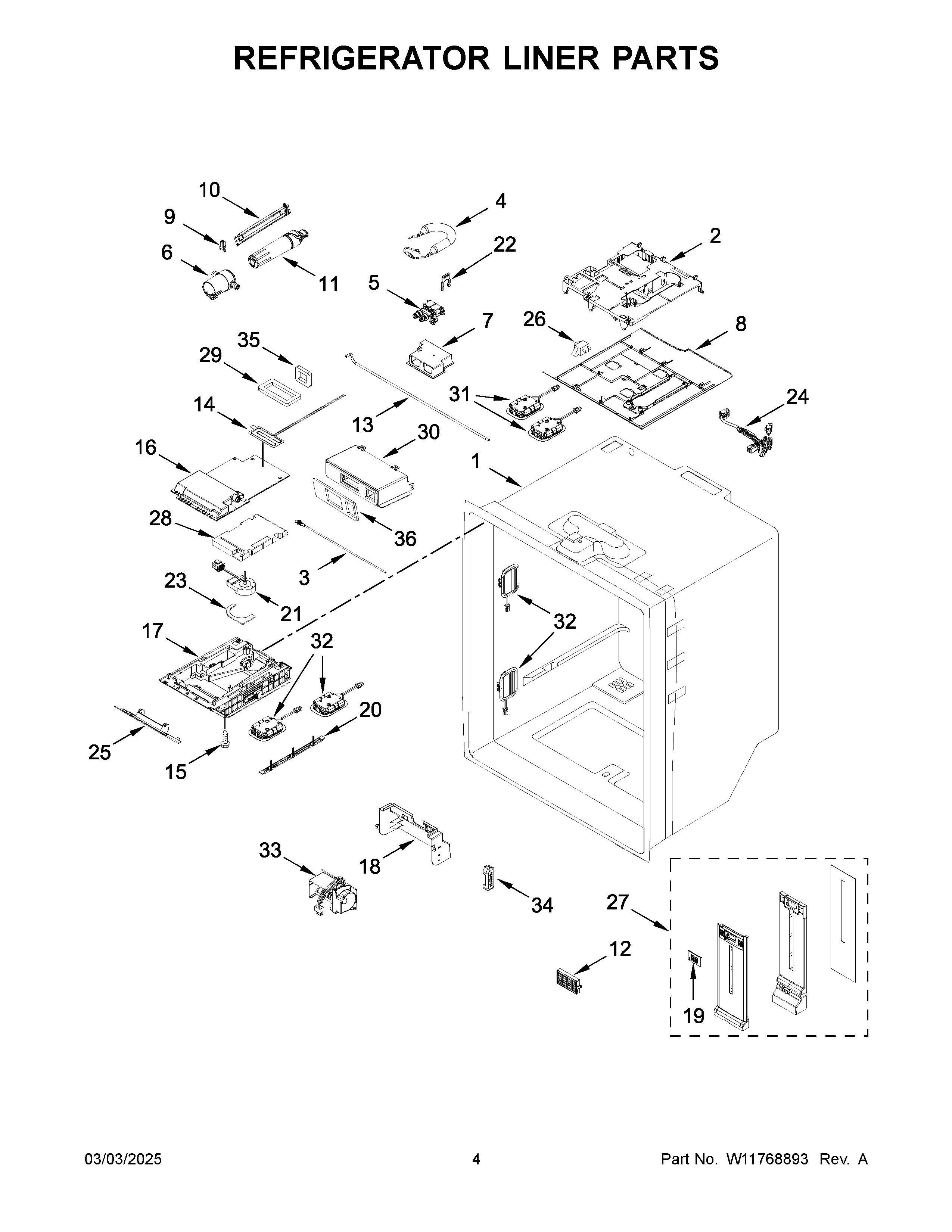 Official KitchenAid KRFF577KPS05 bottom-mount refrigerator parts ...