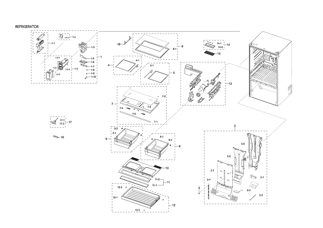 Official Samsung RF27T5201SG/AA-00 bottom-mount refrigerator parts ...