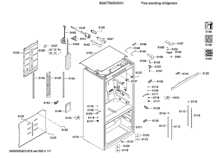 Official Bosch B36CT80SNS/01 bottom-mount refrigerator parts | Sears ...