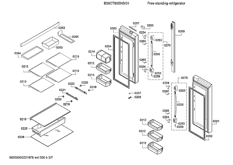 Official Bosch B36CT80SNS/01 bottom-mount refrigerator parts | Sears ...