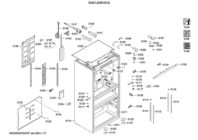Official Bosch B36CL80ENS/02 bottom-mount refrigerator parts | Sears ...