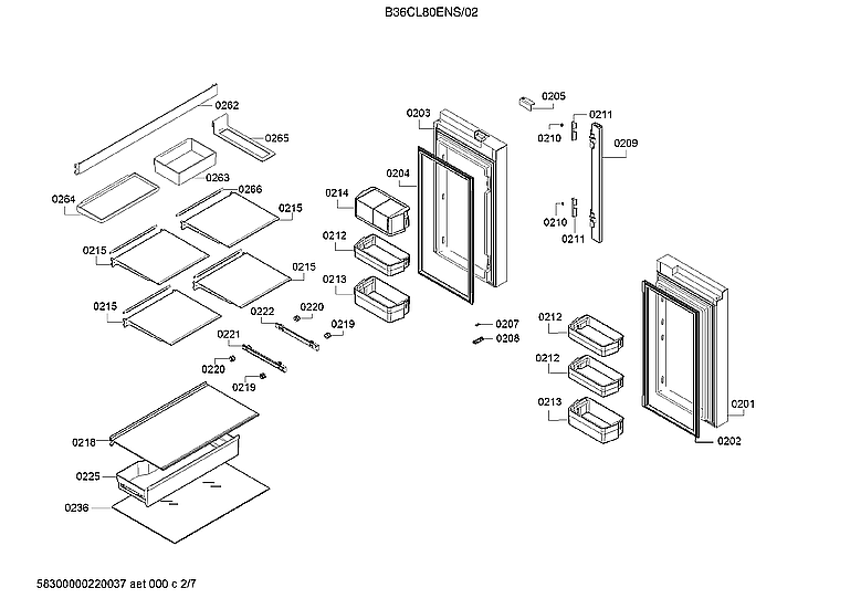 Official Bosch B36CL80ENS/02 bottom-mount refrigerator parts | Sears ...