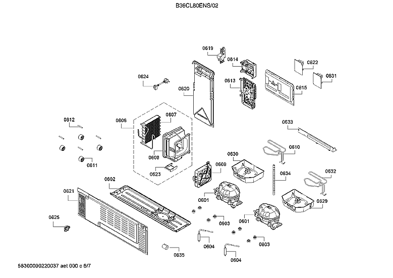 Official Bosch B36CL80ENS/02 bottom-mount refrigerator parts | Sears ...