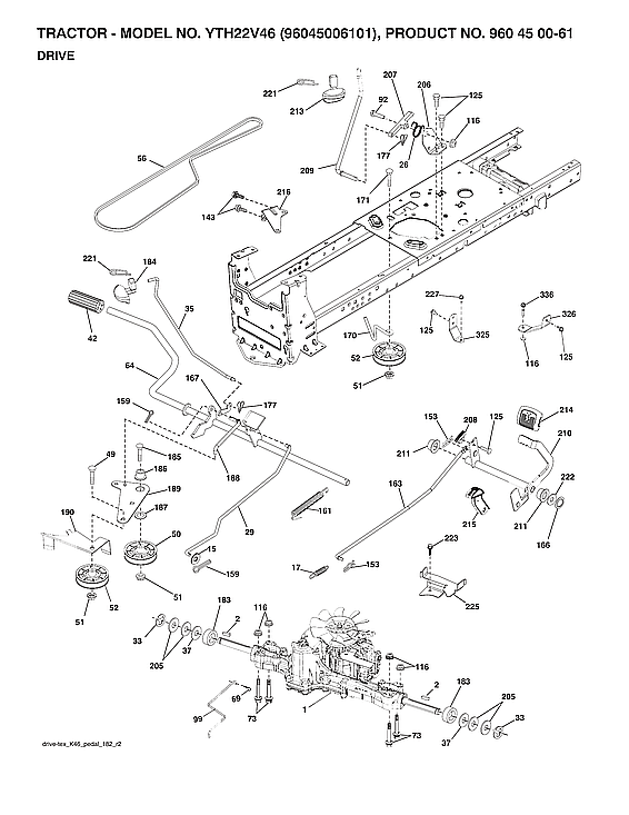 Official Husqvarna YTH22V46-96045006101 front-engine lawn tractor parts ...