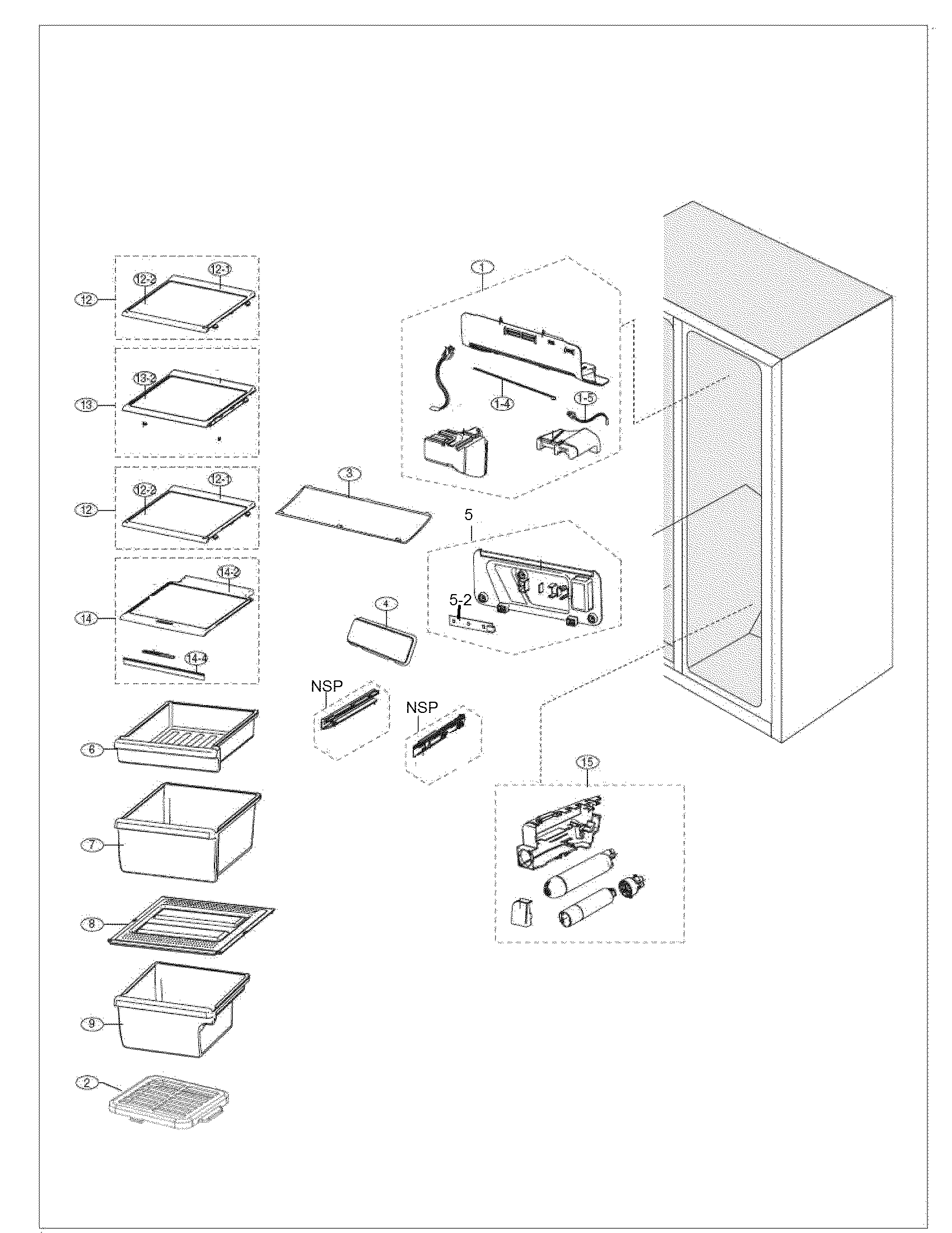 Official Samsung RS261MDBP/XAA side-by-side refrigerator parts | Sears ...