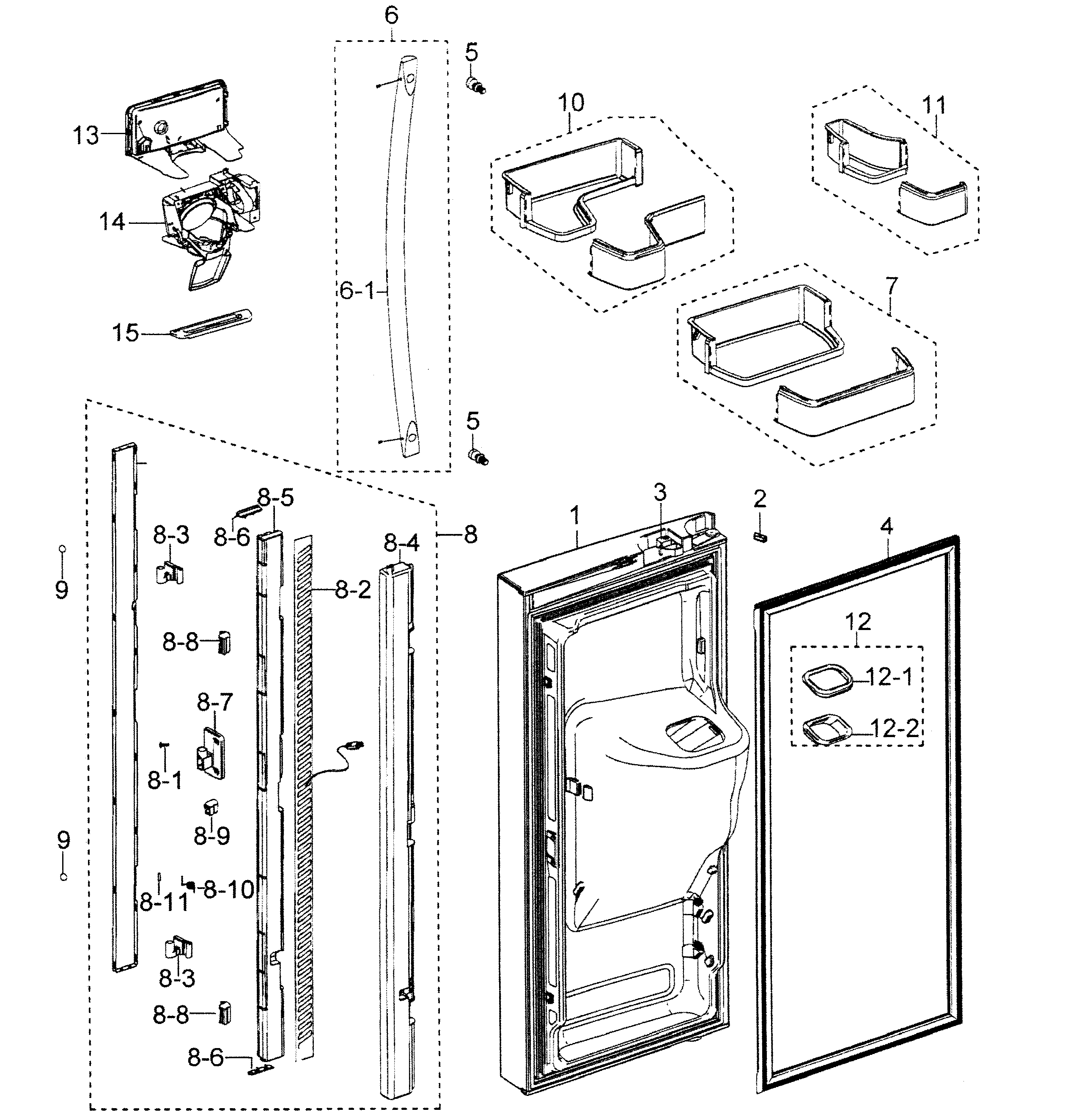 Official Samsung RFG298AARS/XAA-00 bottom-mount refrigerator parts ...