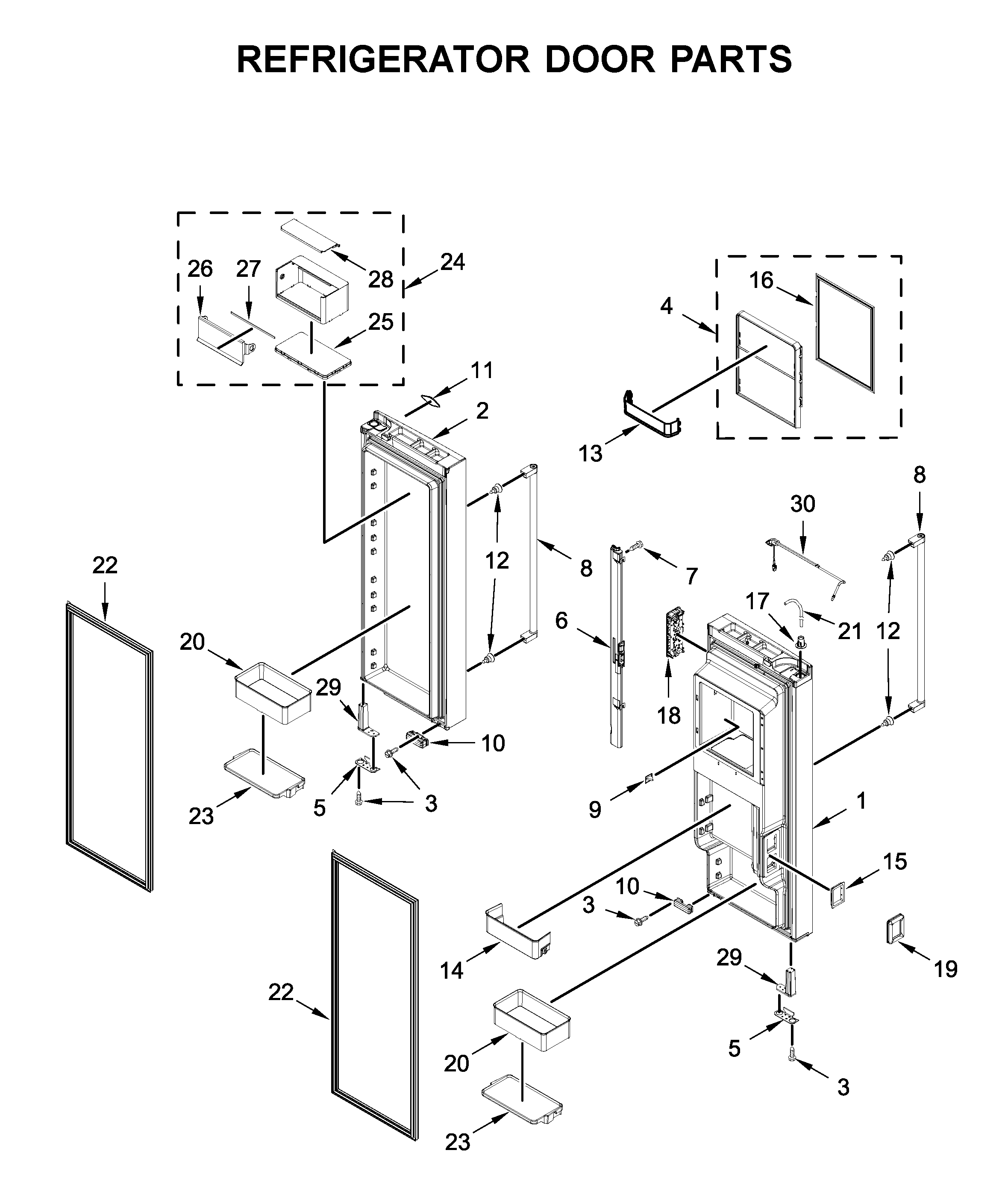 Official KitchenAid KRFC704FPS03 bottom-mount refrigerator parts ...